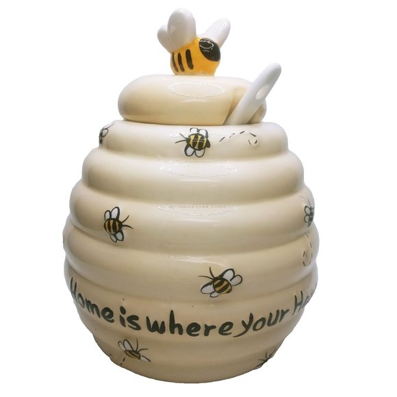 GANZ | Dining | Ceramic Honey Pot Bee Hive Honey Jar With Spoon | Poshmark